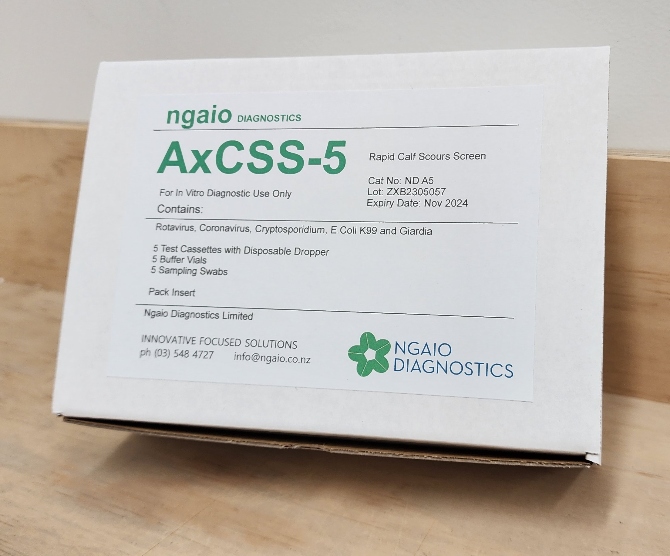 Ngaio AxCCS-5 Rapid Calf Scour Test Kit :: Ngaio Diagnostics Online Shop